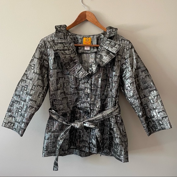 Ruby Rd. | Jackets & Coats | Ruby Rd Metallic Ruffle Collar Jacket ...